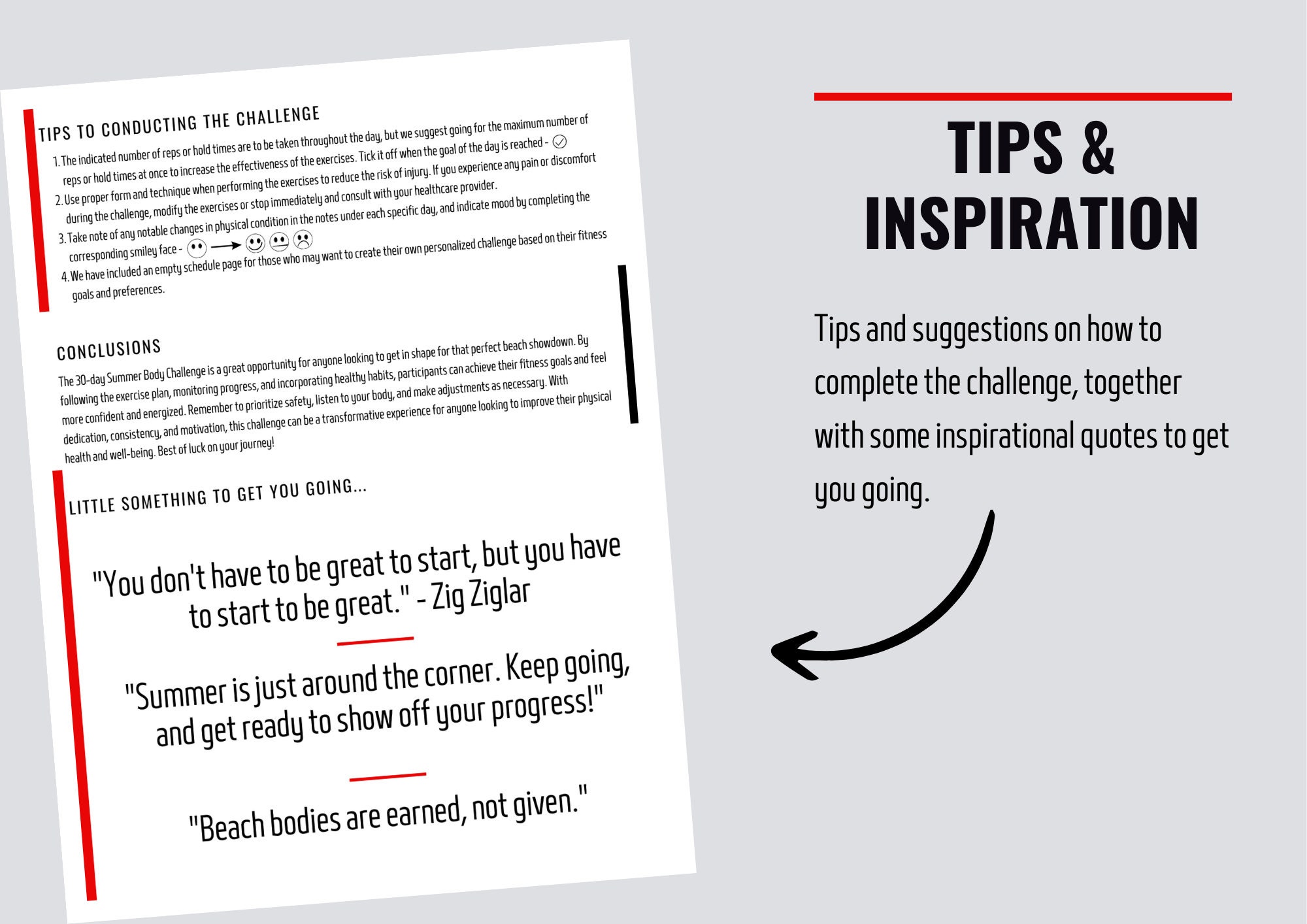 Printable 30 Day Summer Body Challenge - Get in Shape at Home With Our ...