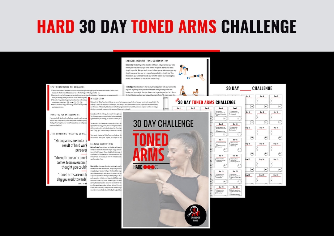 30 Day Toned Arms Challenge for Women - Printable Fitness Tracker With ...