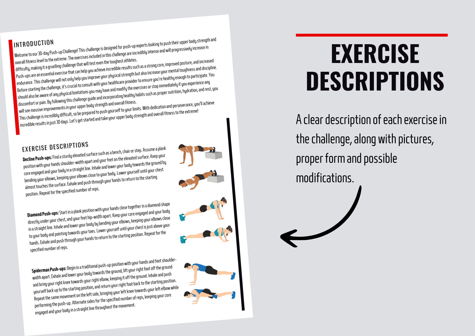 30-day Push-up Challenge for Men & Women - Printable Fitness Tracker ...