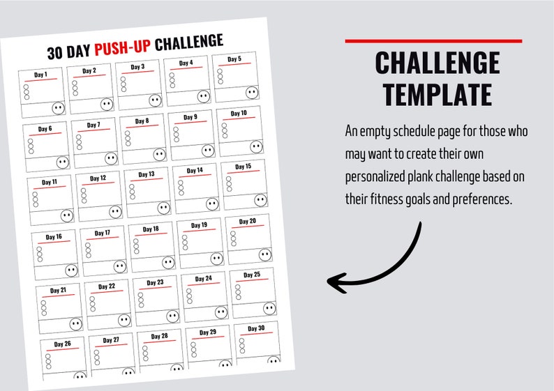 30-day Push-up Challenge for Men & Women - Printable Fitness Tracker ...