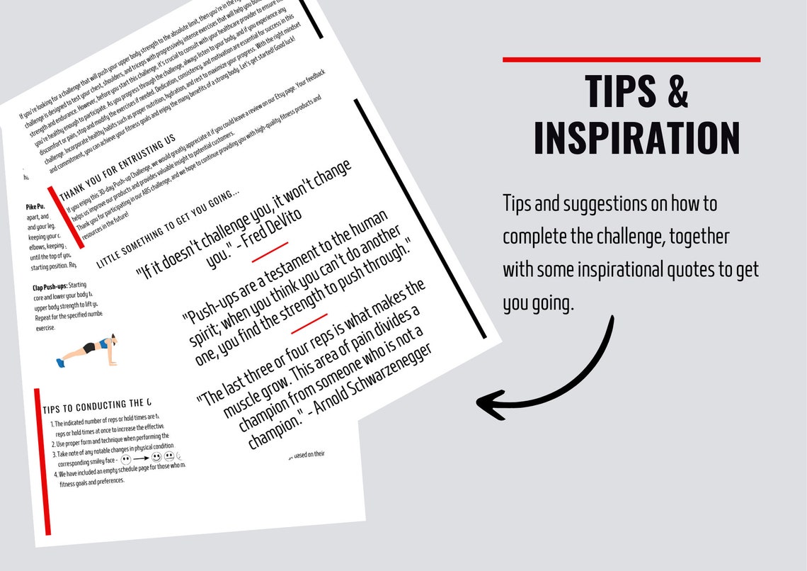 30-day Push-up Challenge for Men & Women - Printable Fitness Tracker ...