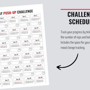 30-day Push-up Challenge for Men & Women - Printable Fitness Tracker ...