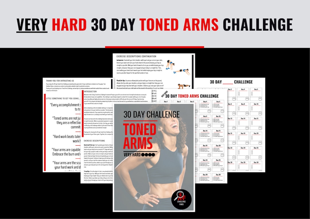 30 Day Toned Arms Challenge for Women - Advanced Printable Workout Plan - Daily Fitness Exercise ...