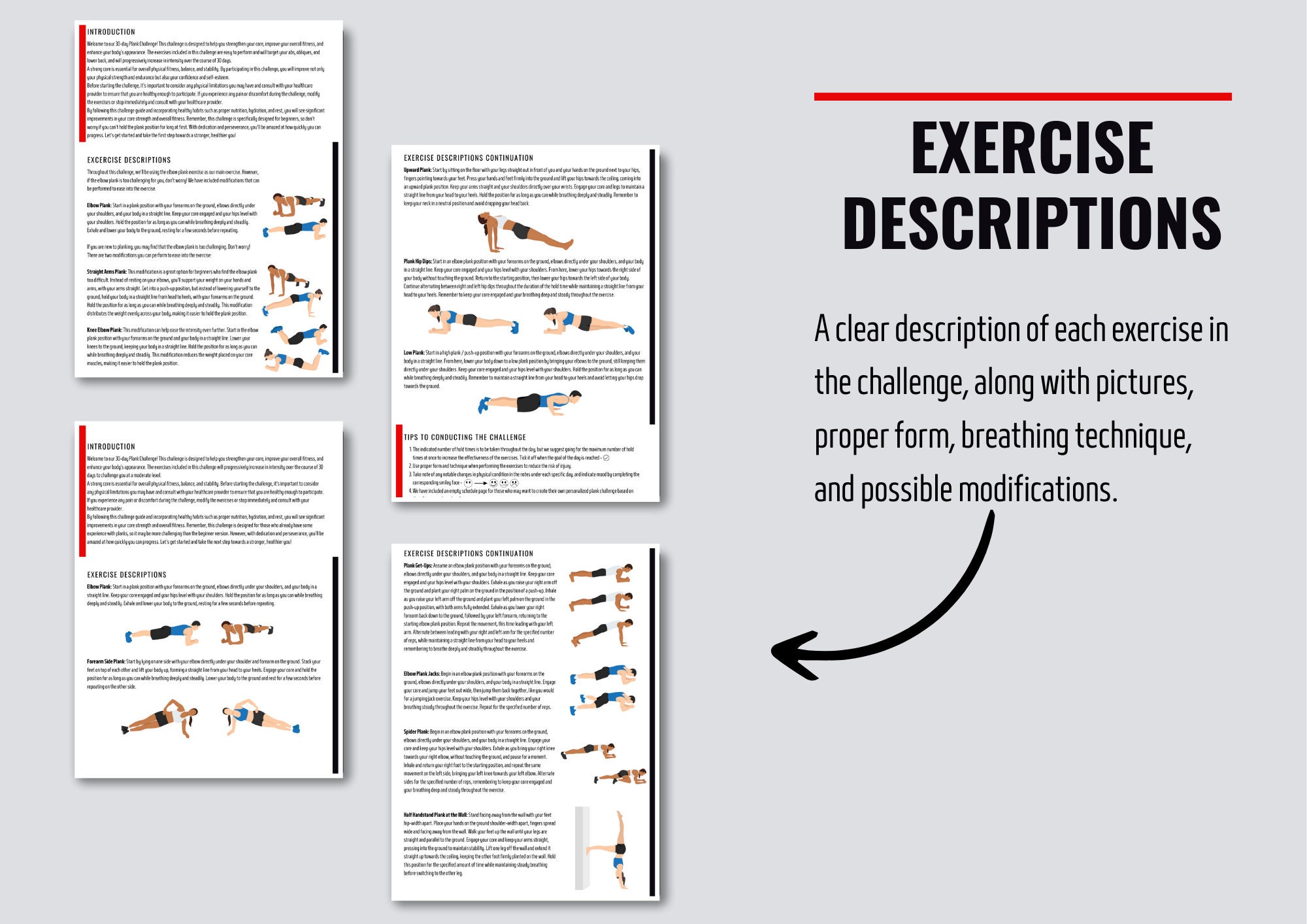 30 Day Plank Challenge Bundle for Men and Women - Instant Download ...