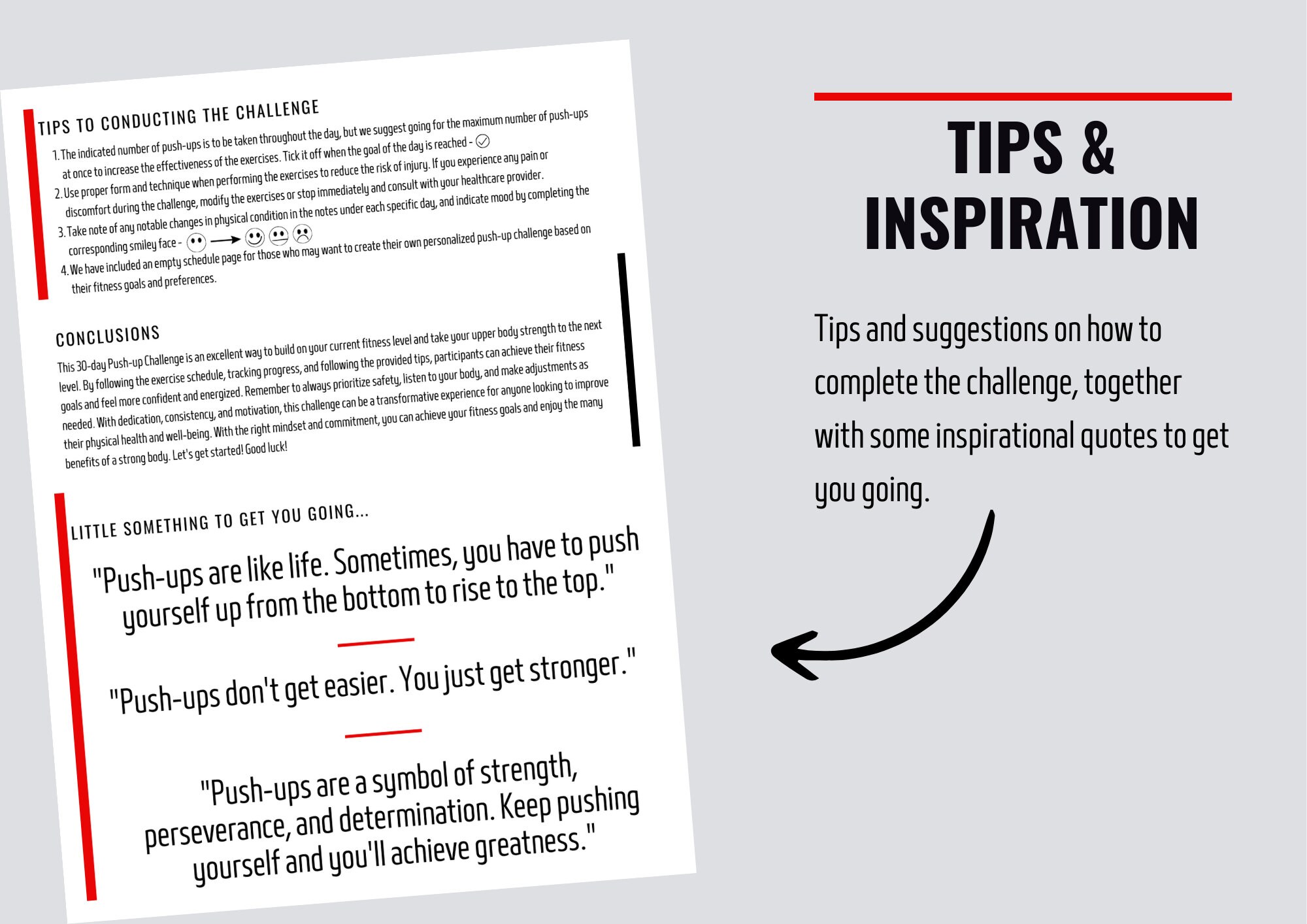 30-day Printable Push-up Challenge: A Home Exercise Routine for Men and ...