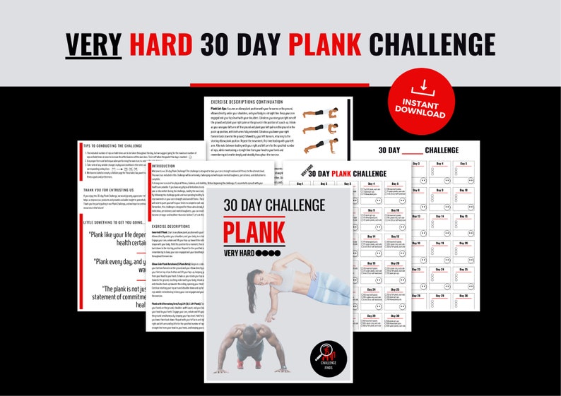 Printable 30 Day Plank Challenge for the Ultimate Core Strength ...