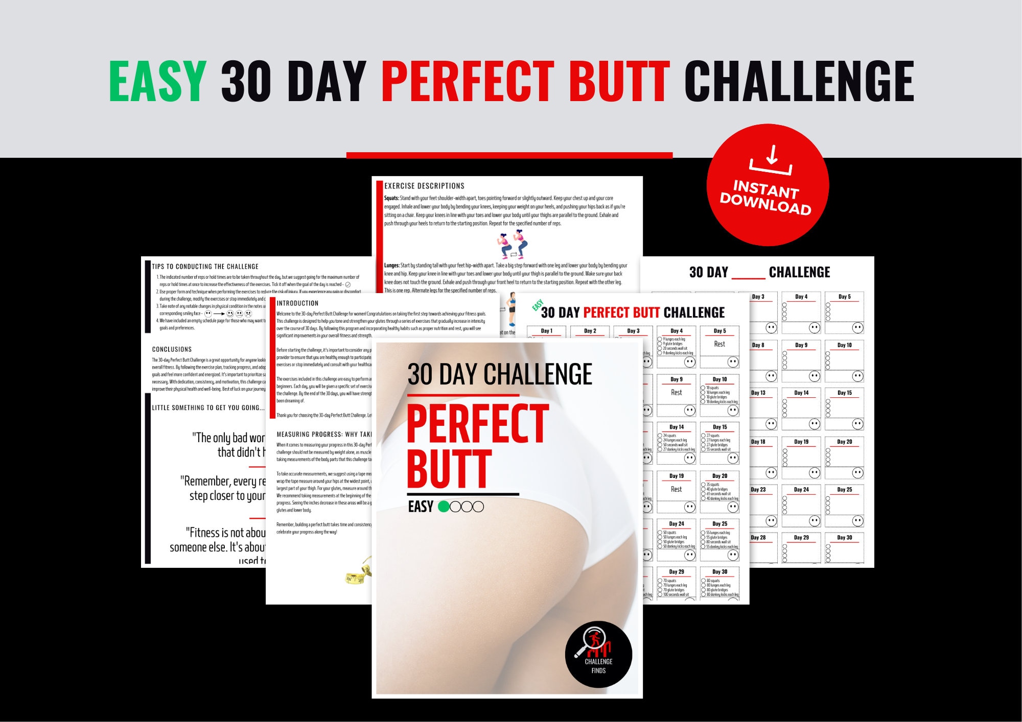 30 Day Butt Lift Challenge For Women Transform Your Shape Etsy