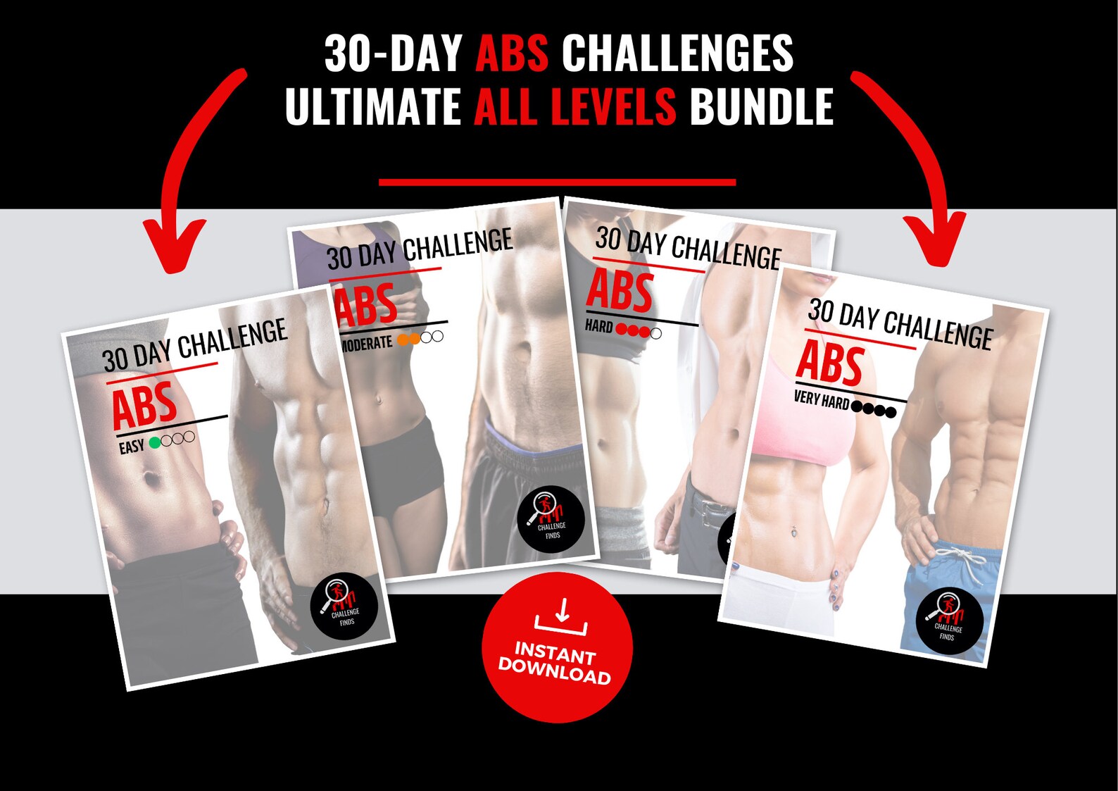 30 Day ABS Challenge Bundle for Men and Women - Instant Download ...