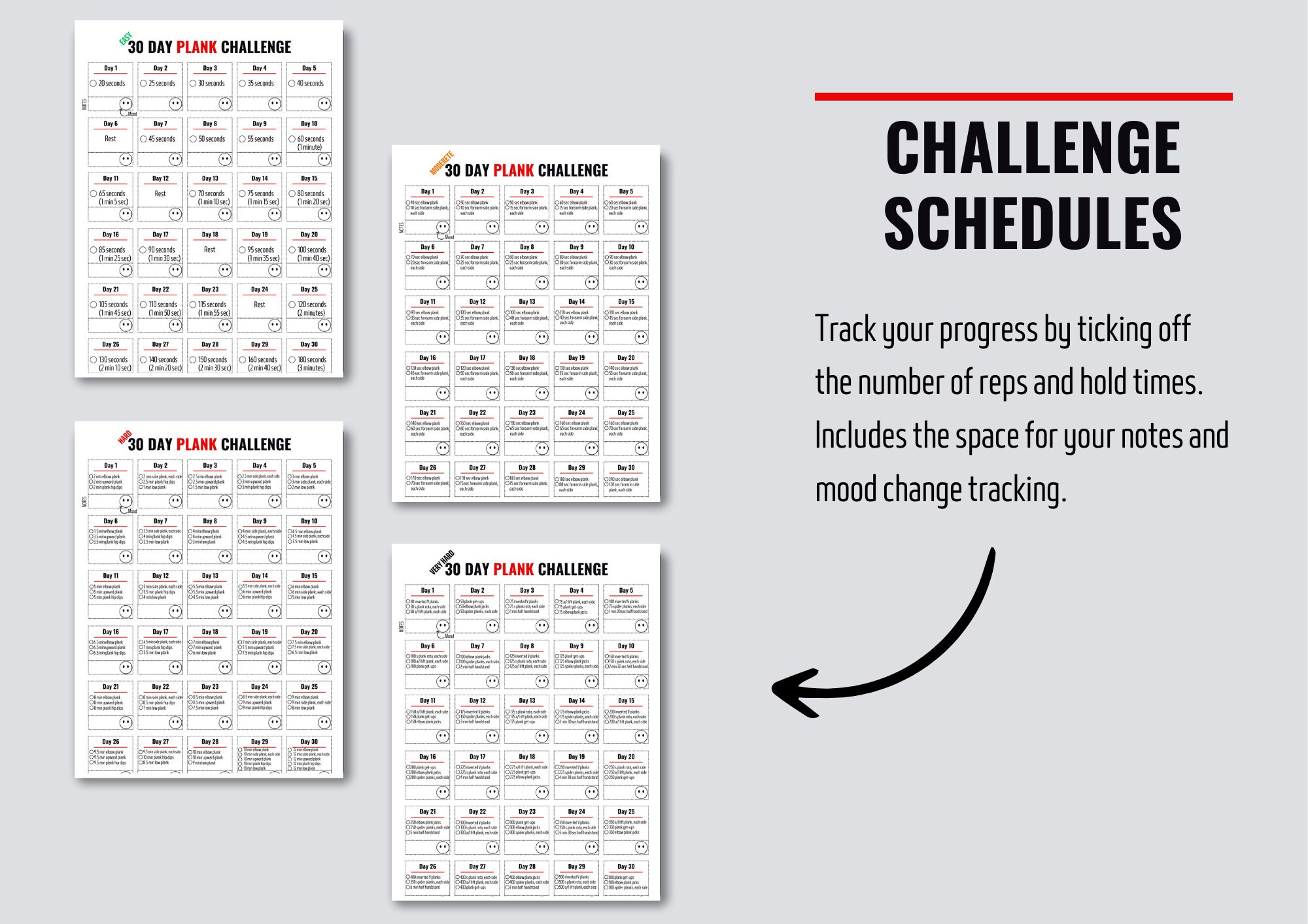 30 Day Plank Challenge Bundle for Men and Women - Instant Download ...