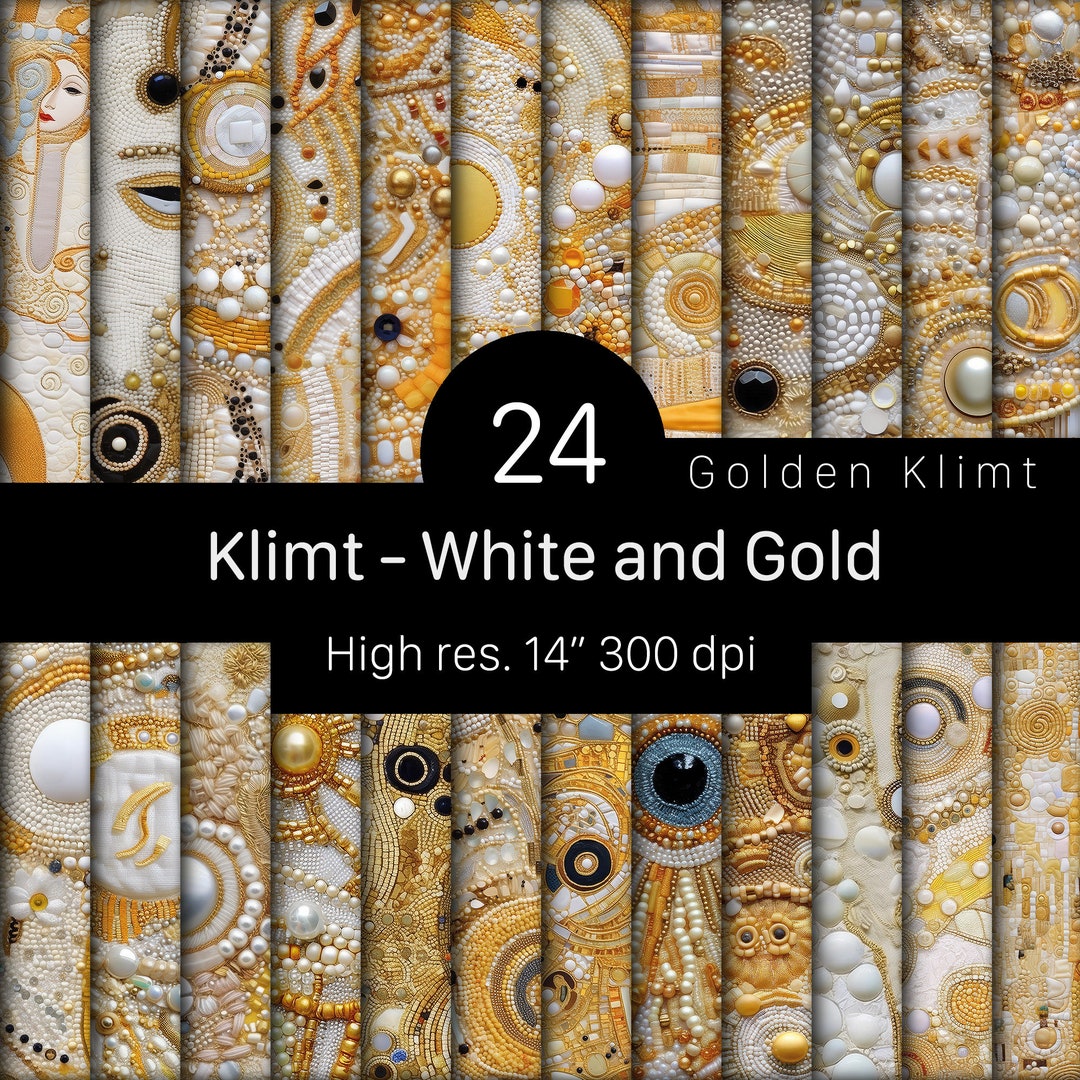 Gustav Klimt - White and Gold Inspired Patterns, iPad Wallpaper ...