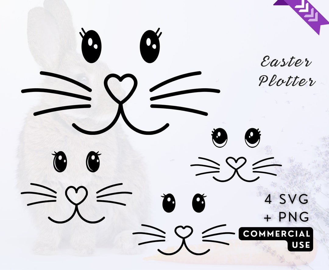 Easter Bunny Faces SVG Files, Rabbit Faces SVG, Bunny Faces SVG, Easter ...