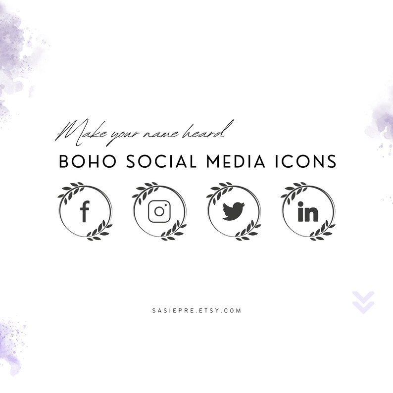 Boho Leaves Minimalistic Social Media Icons Svg Social Media Icons Png ...