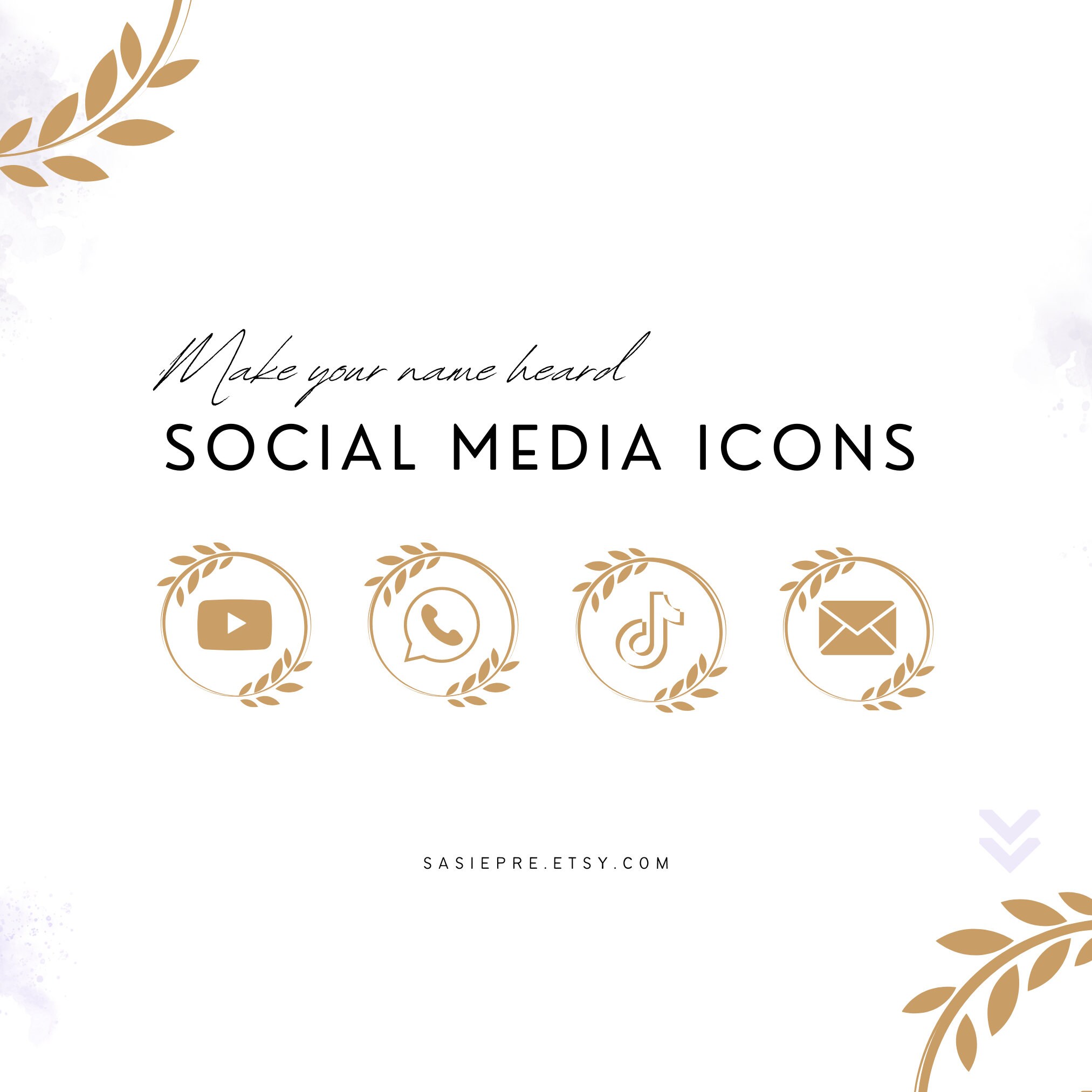 Boho Colors 2 Social Media Icons PNG, Files Boho Leaves SVG, Bright ...