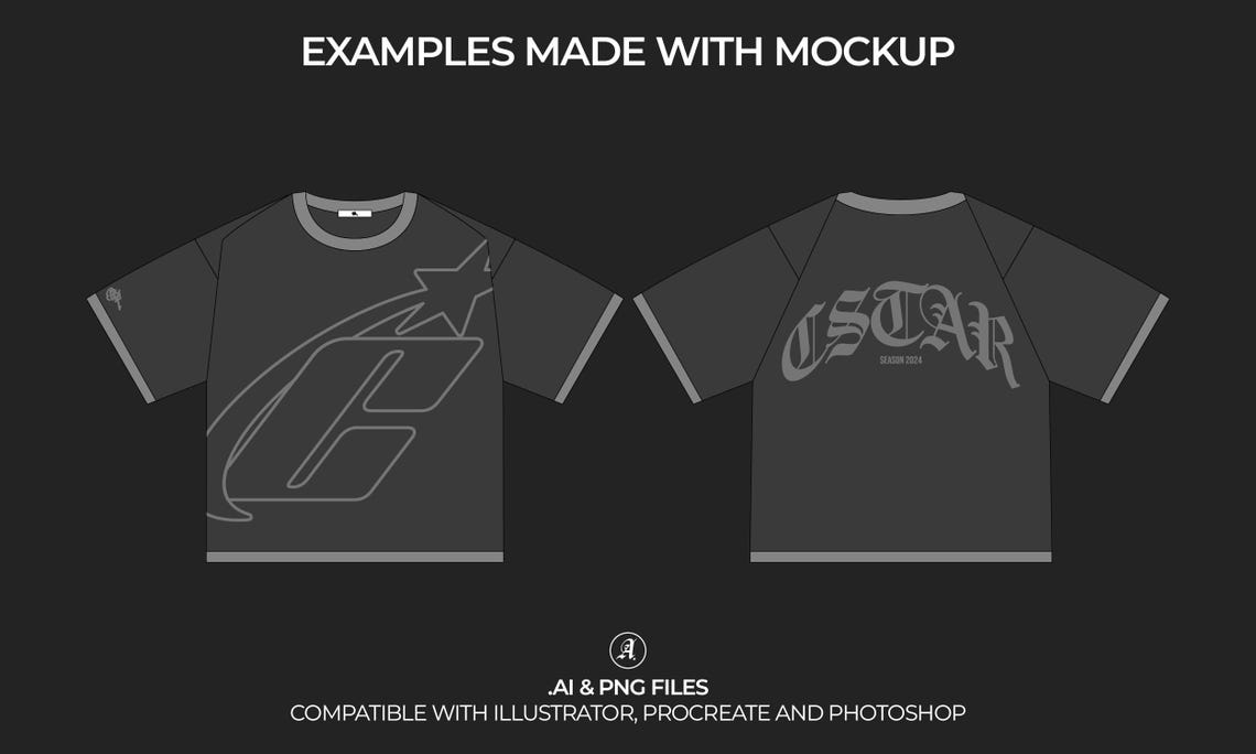 Cropped Boxy T-shirt Vector Mockup: Fashion Tech Pack (digital File) - Etsy