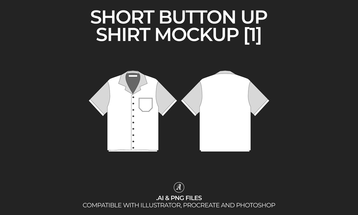 Short Sleeve Button up Shirt Vector Mockup: Fashion Tech Pack (digital ...
