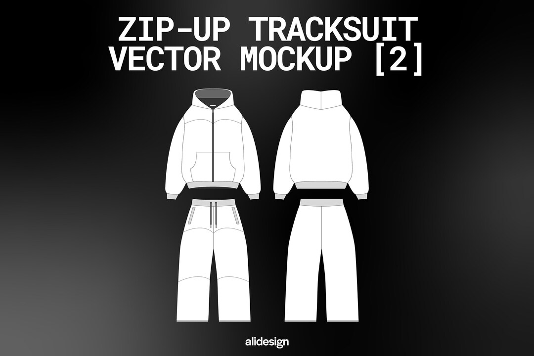 Streetwear Zip up Tracksuit Vector Mockup Streetwear and Fashion Tech ...