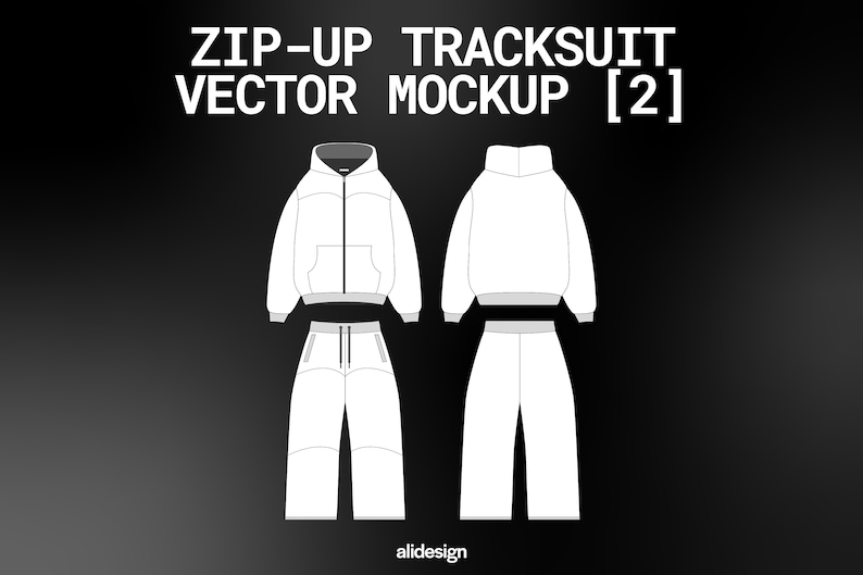Streetwear Zip up Tracksuit Vector Mockup Streetwear and Fashion Tech ...