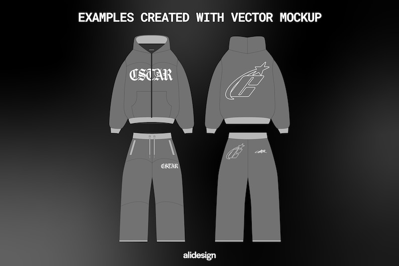 Streetwear Zip up Tracksuit Vector Mockup Streetwear and Fashion Tech ...