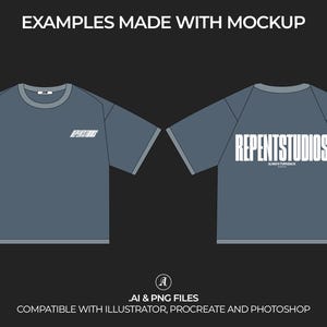 Cropped Boxy T-shirt Vector Mockup: Fashion Tech Pack (digital File) - Etsy