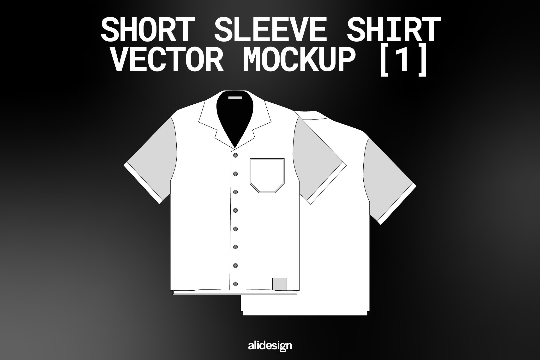 Short-sleeved Button Shirt Vector Mockup Streetwear and Fashion Tech ...