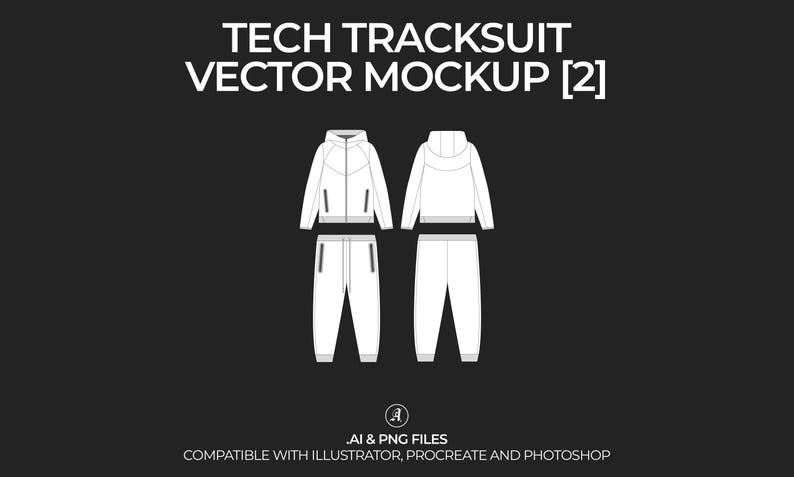 Streetwear Tech Fleece Inspired V2 Tracksuit Vector Mockup and Fashion ...