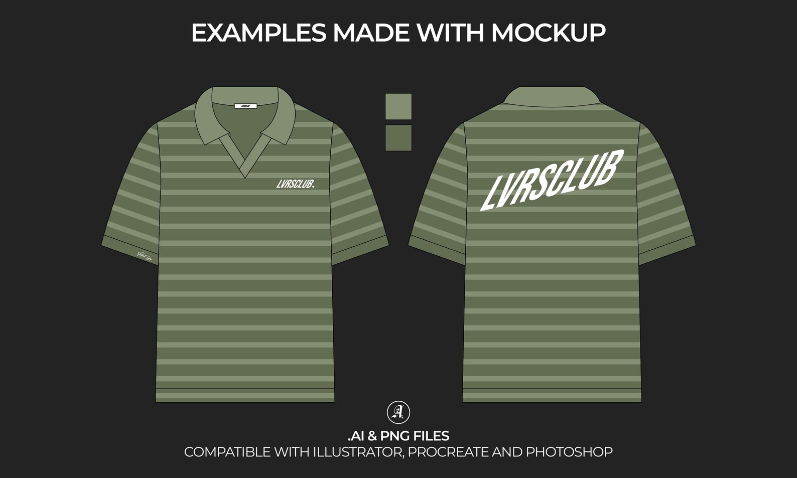 Striped Short Sleeve Polo Shirt Vector Mockup: Fashion Tech Pack ...
