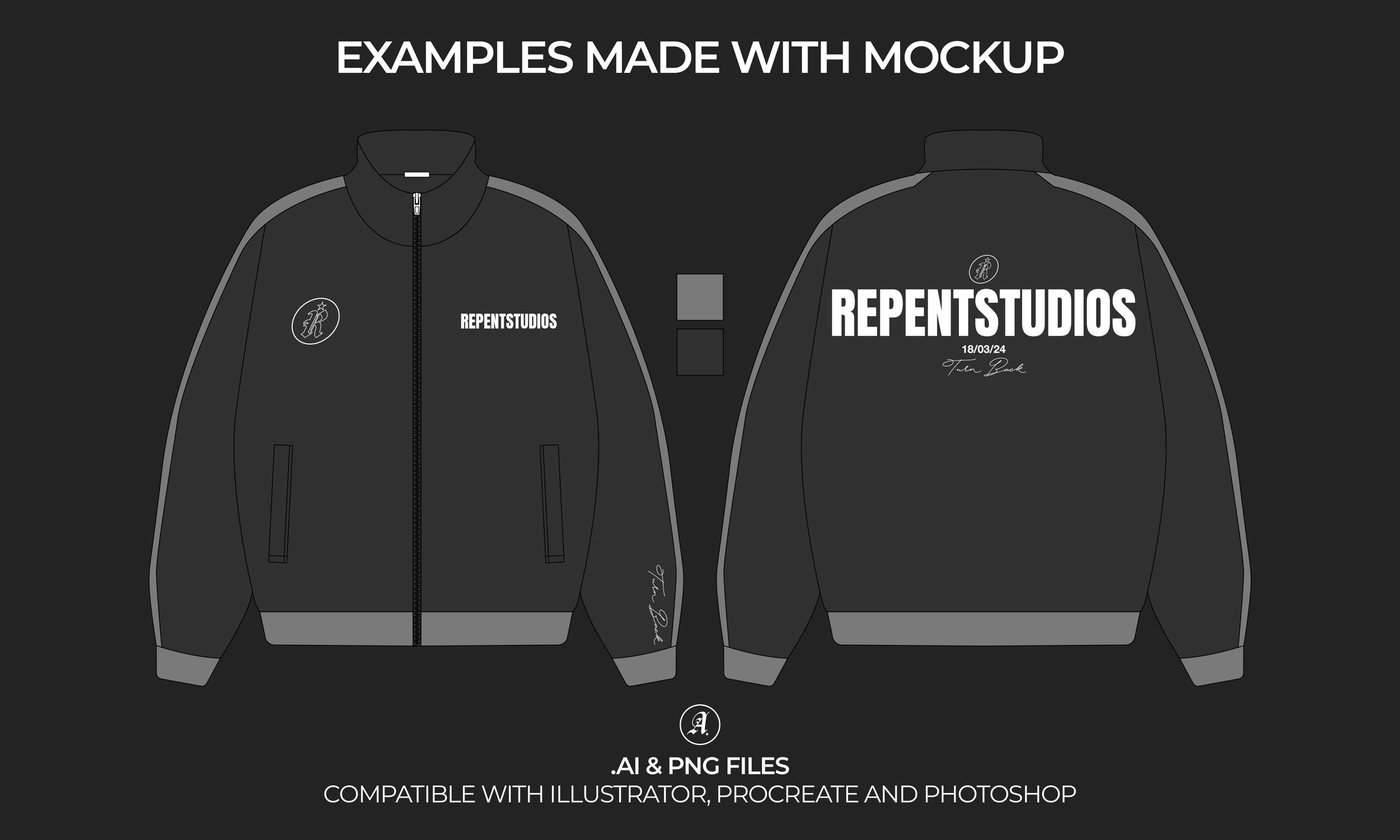 Track Jacket Vector Mockup Streetwear and Fashion Tech Pack Illustrator ...