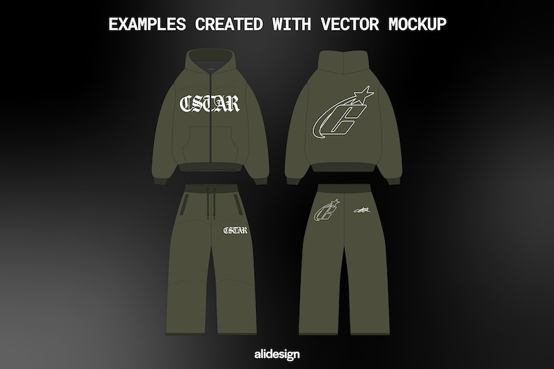 Tracksuit Sets Full Access Streetwear Vector Mockup Pack Template for ...