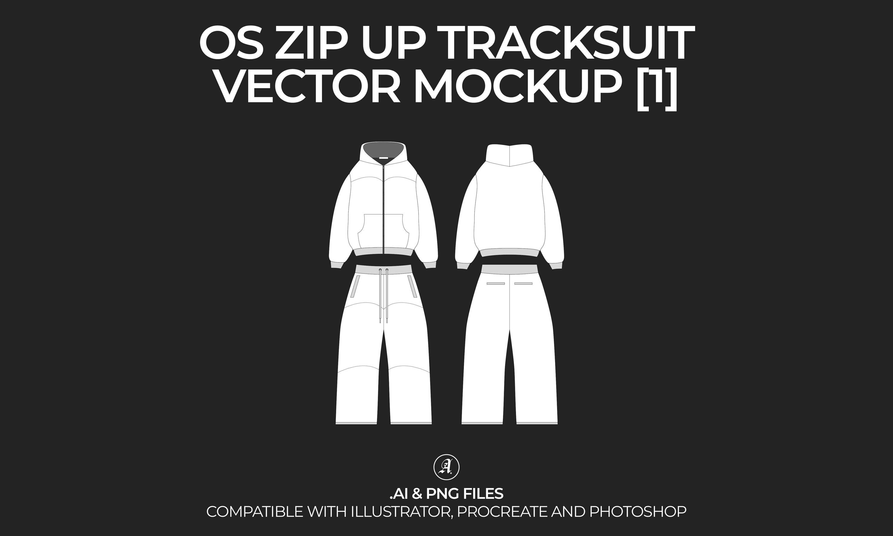 Streetwear Oversized Zip up Tracksuit Vector Mockup Streetwear and ...