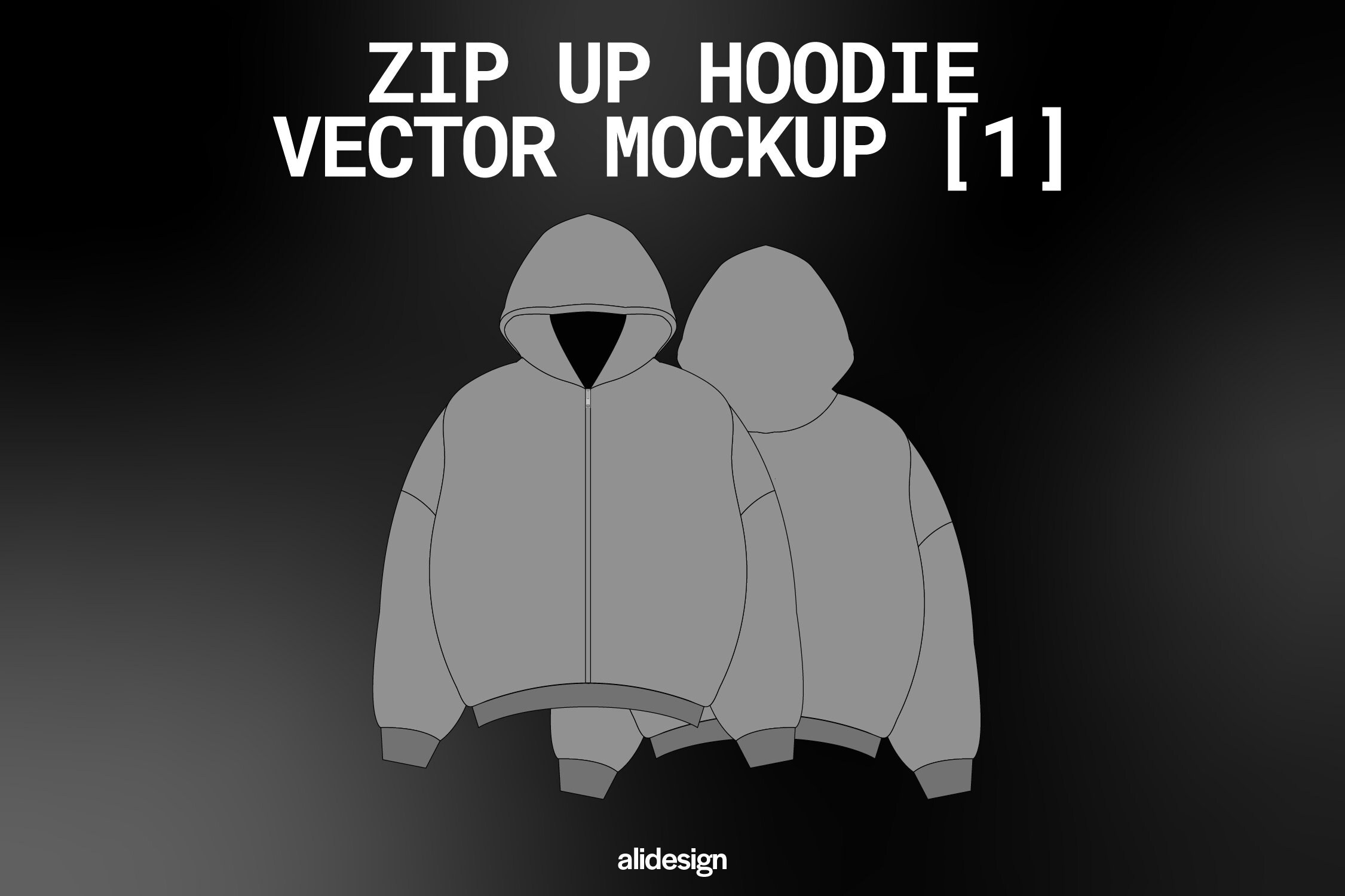 Streetwear Zip up Hoodie Vector Mockup Streetwear and Fashion Tech Pack ...