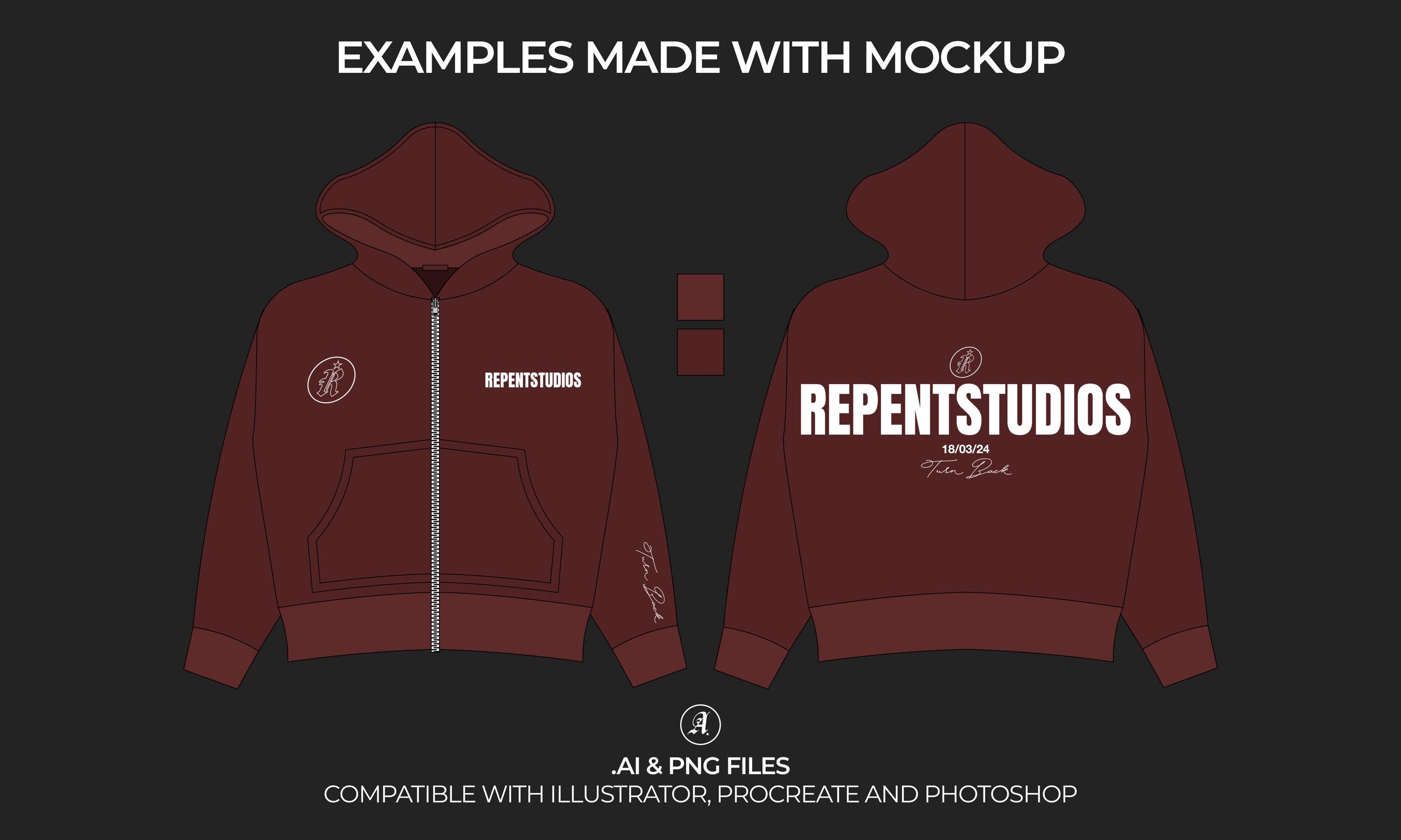 Regular Fit Zip up Hoodie Vector Mockup Streetwear and Fashion Tech ...