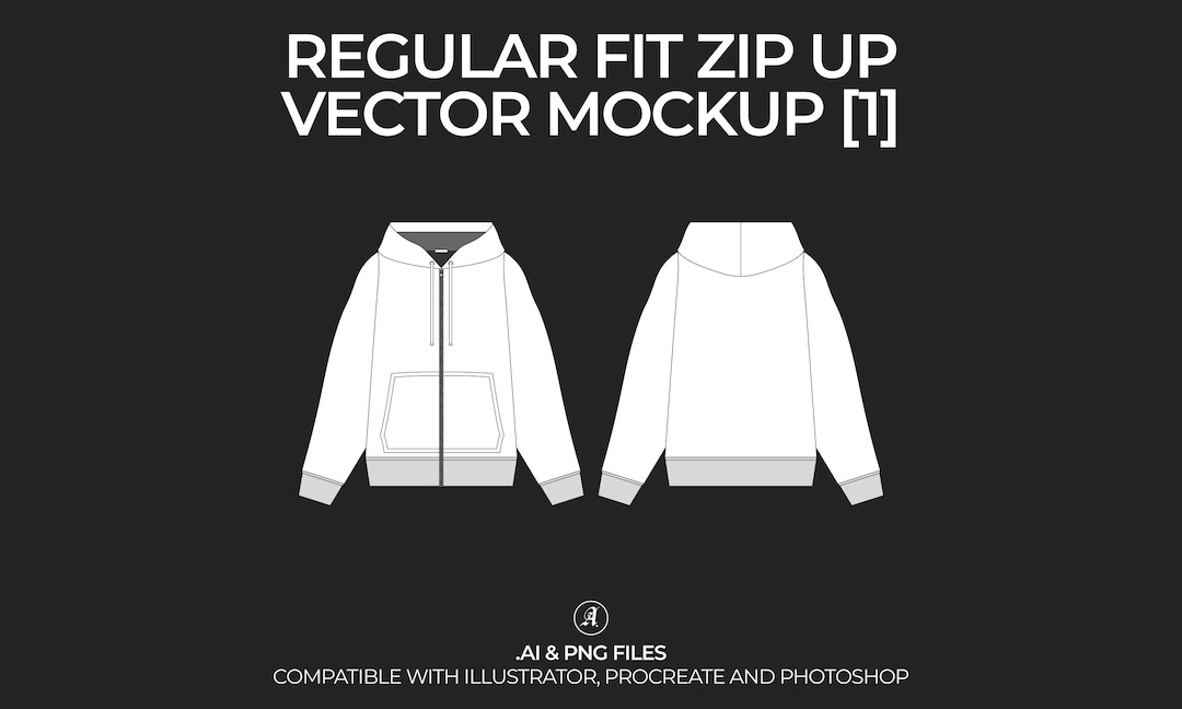 Zip up Hoodie Vector Mockup – Regular Fit Tech Pack (digital File) - Etsy