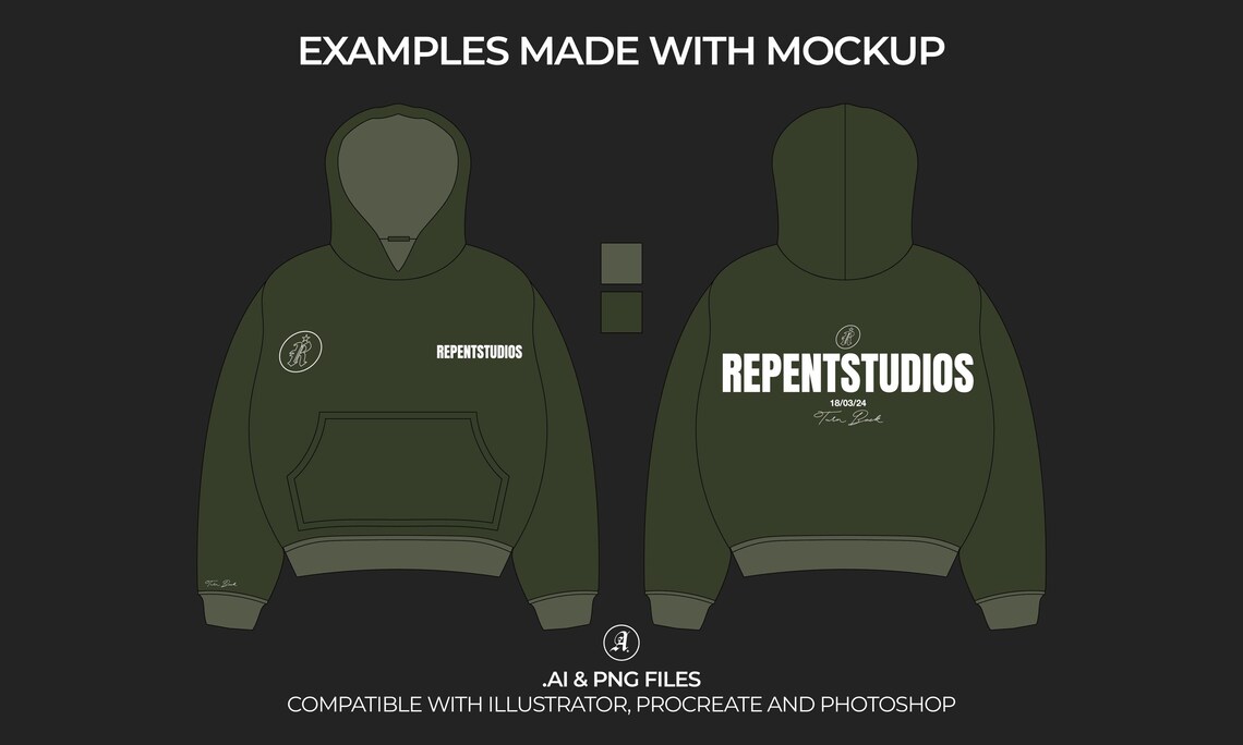 Oversized Cropped Hoodie Vector Mockup: Fashion Tech Pack (digital File ...