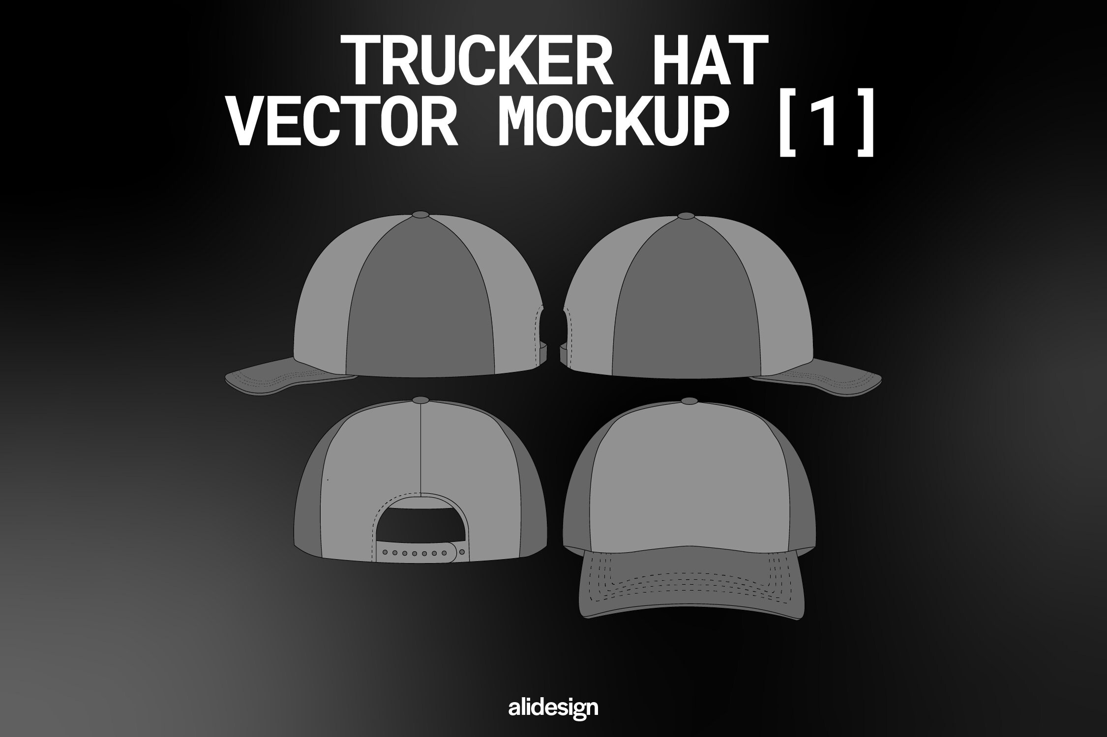 Trucker Hat Cap Vector Mockup Streetwear and Fashion Tech Pack ...
