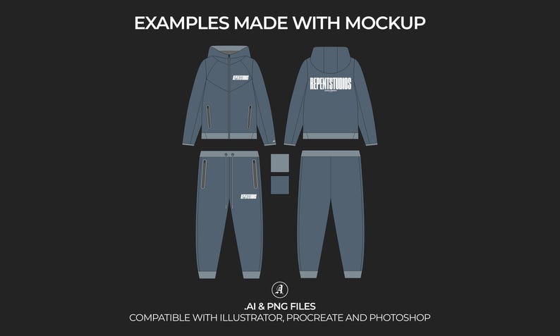 Streetwear Tech Fleece Inspired V2 Tracksuit Vector Mockup and Fashion ...