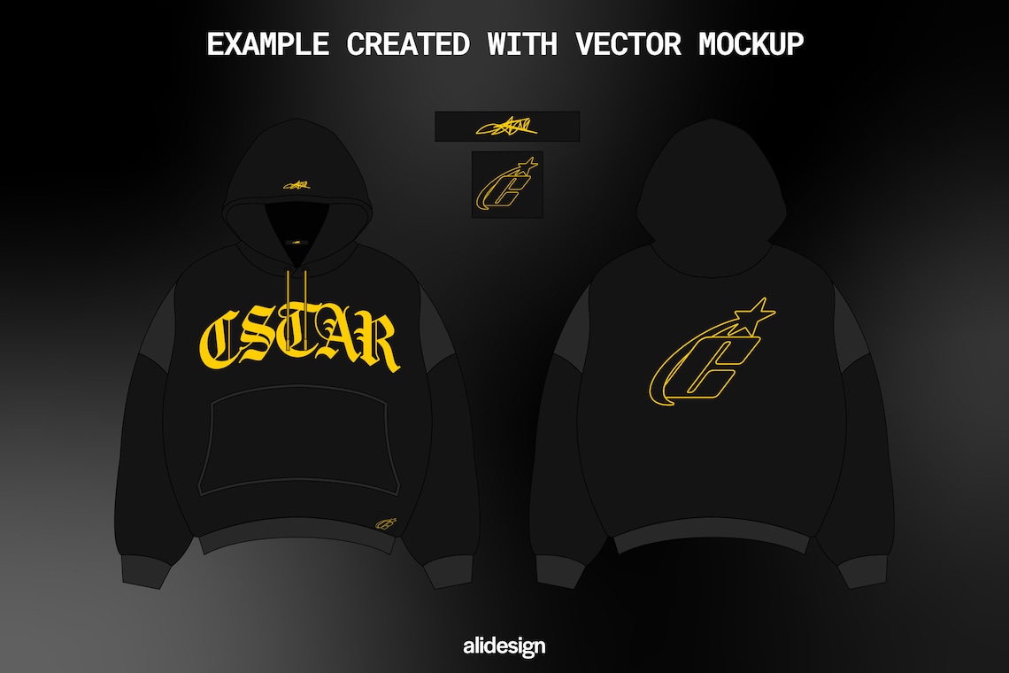 Streetwear Hoodie Vector Mockup Streetwear and Fashion Tech Pack ...
