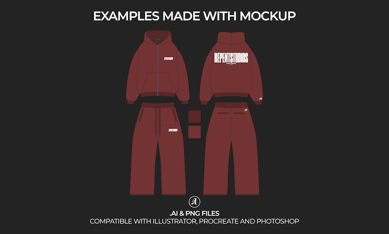 Oversized Zip up Tracksuit Vector Mockup – Streetwear Tech Pack (AI ...