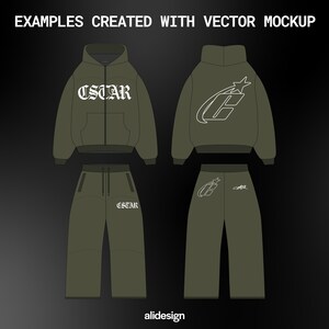 Streetwear Zip up Tracksuit Vector Mockup Streetwear and Fashion Tech ...