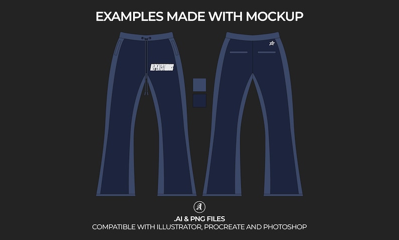 Streetwear Flared Joggers Vector Mockup: Fashion Tech Pack (digital ...