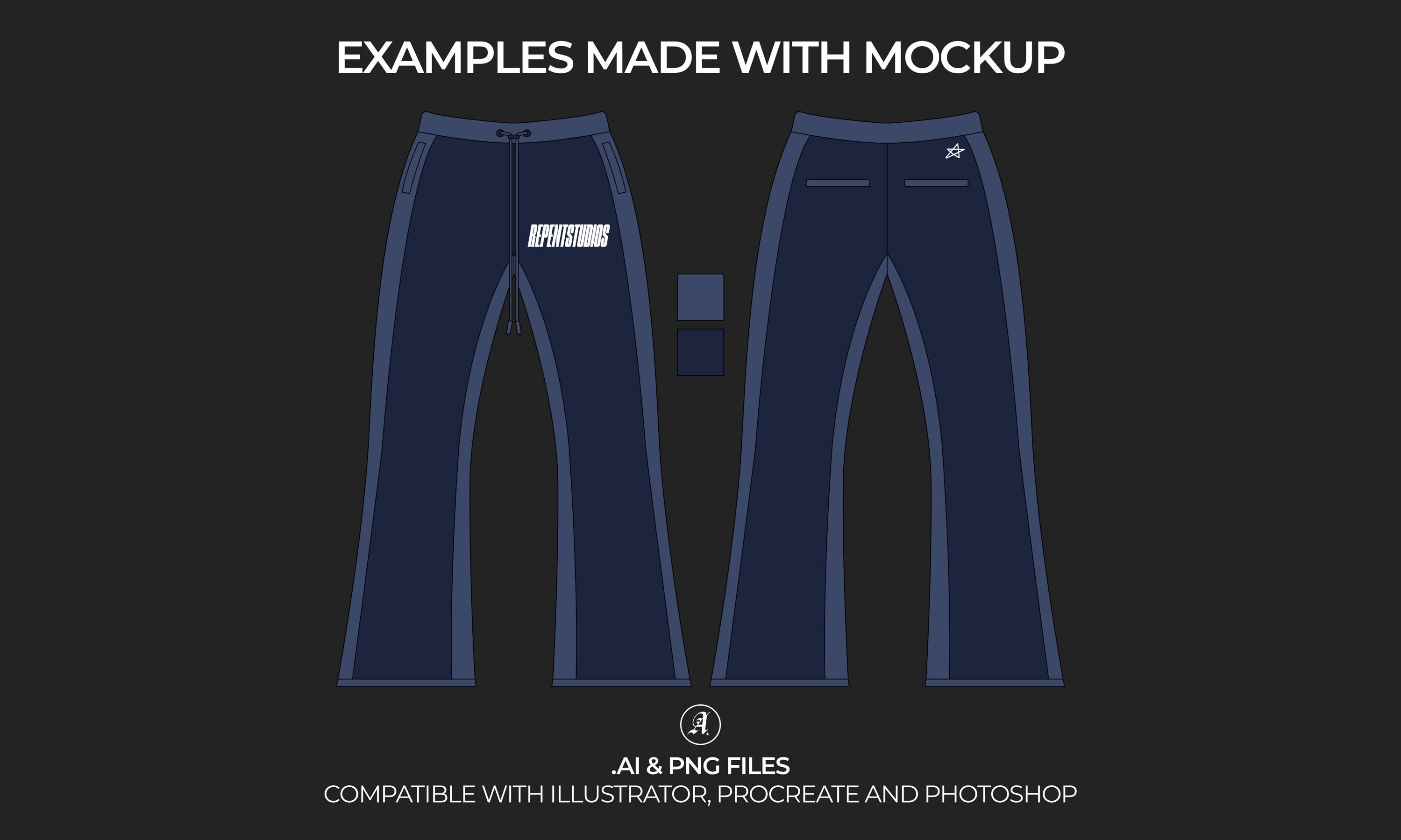 Streetwear Flared Joggers Vector Mockup: Fashion Tech Pack (digital ...