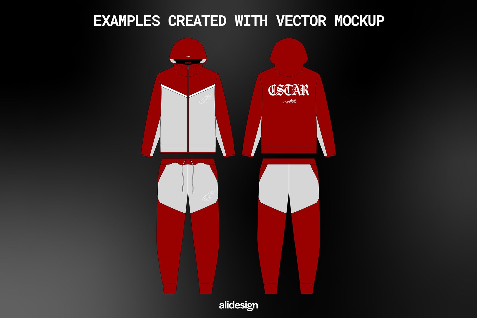 Streetwear Tech Fleece Inspired Tracksuit Vector Mockup and Fashion ...
