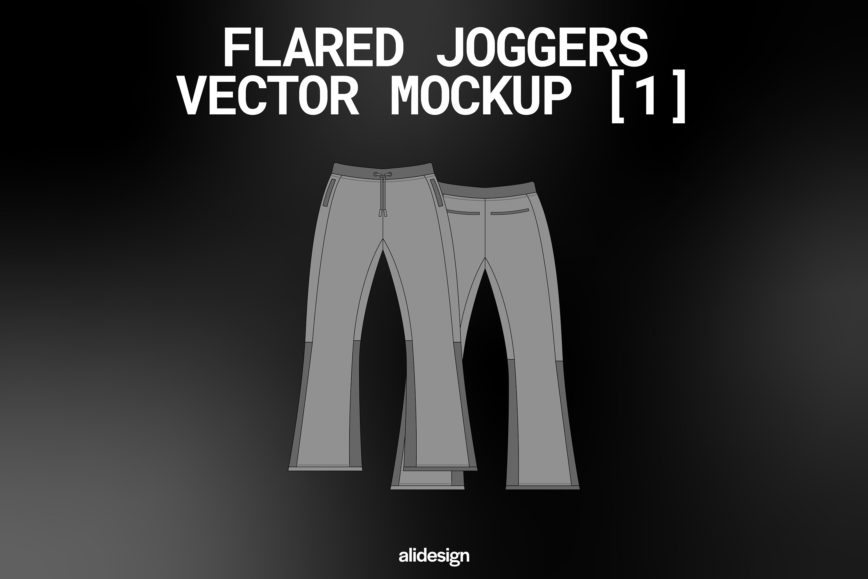 Streetwear Flared Joggers Vector Mockup Streetwear and Fashion Tech ...