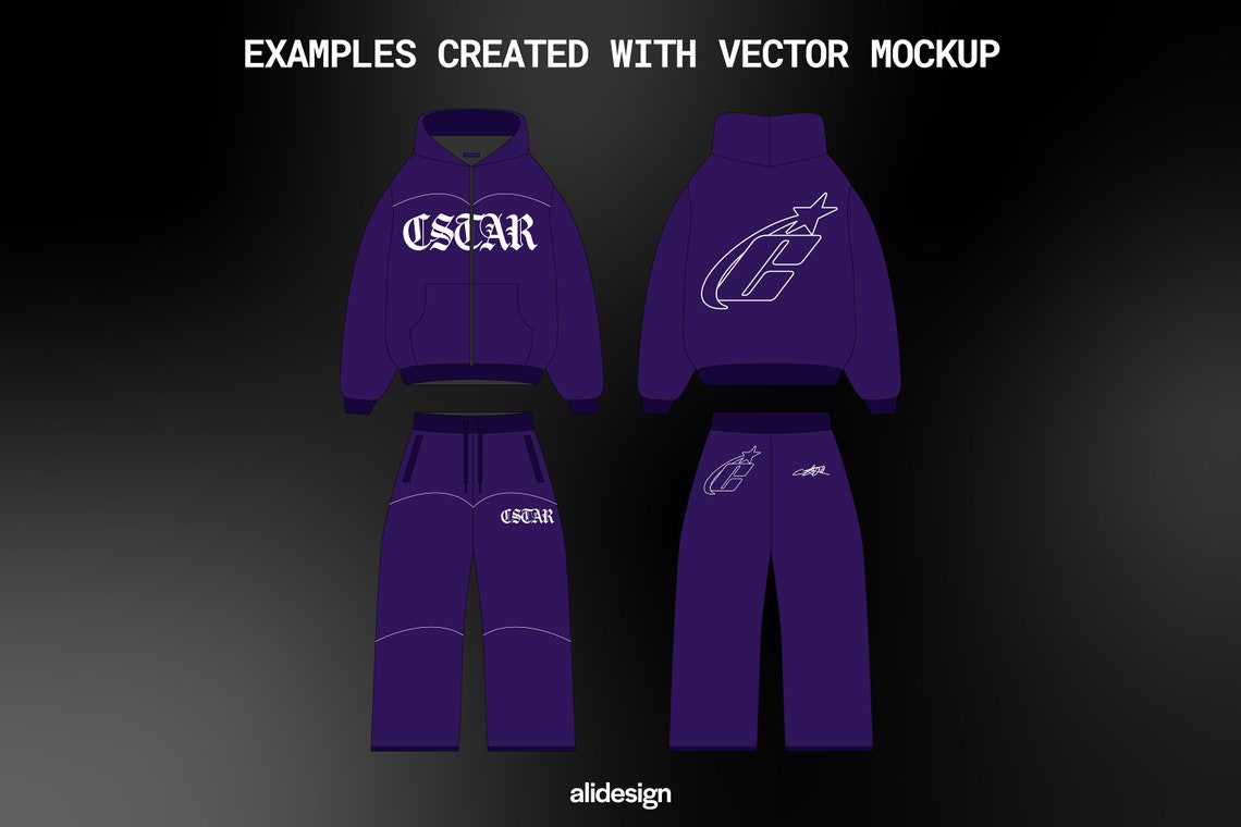 Streetwear Zip up Tracksuit Vector Mockup Streetwear and Fashion Tech ...