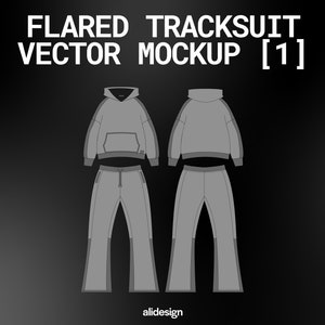 Streetwear Flared Tracksuit Vector Mockup Streetwear and Fashion Tech ...