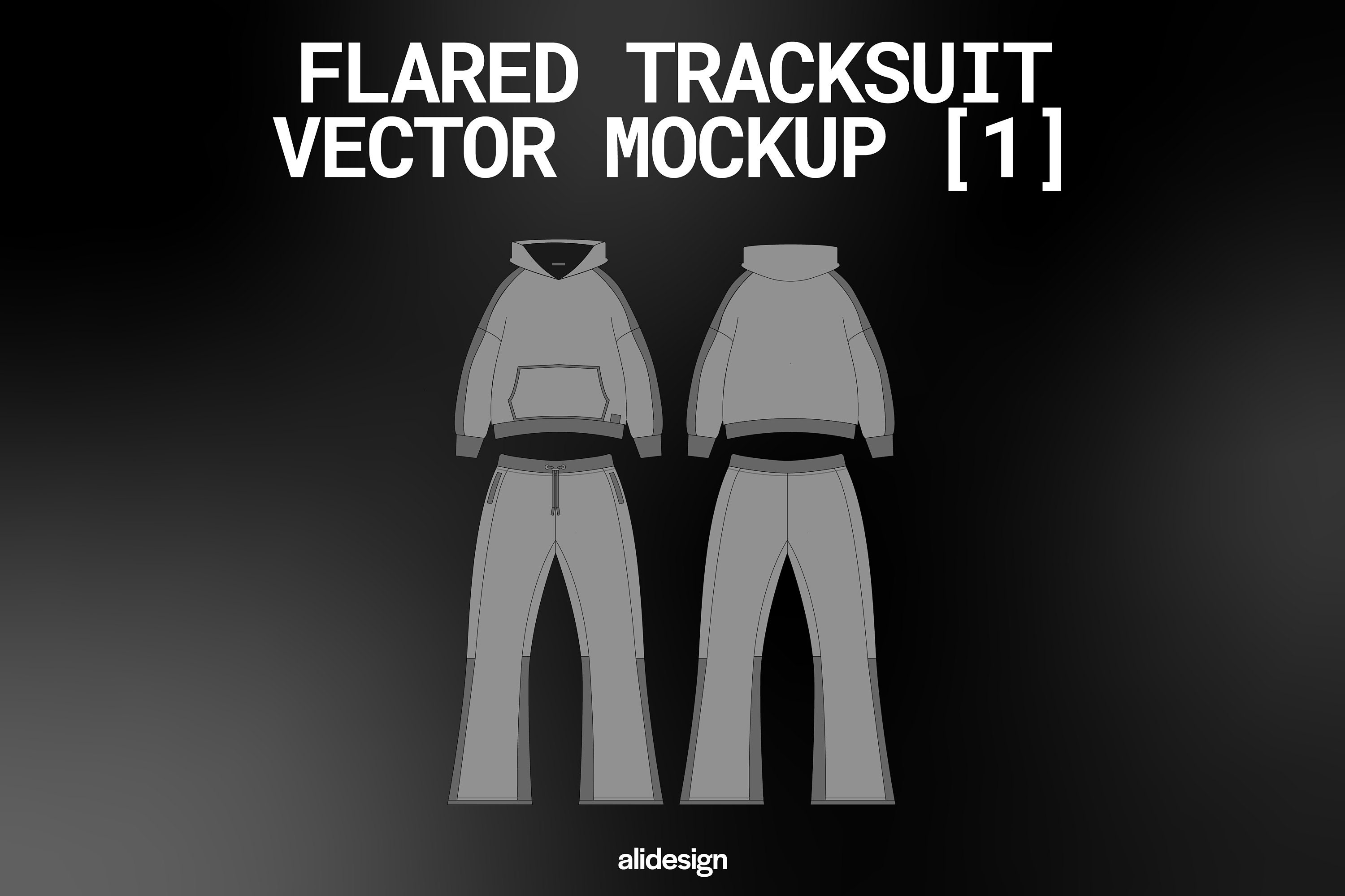 Streetwear Flared Tracksuit Vector Mockup Streetwear and Fashion Tech ...
