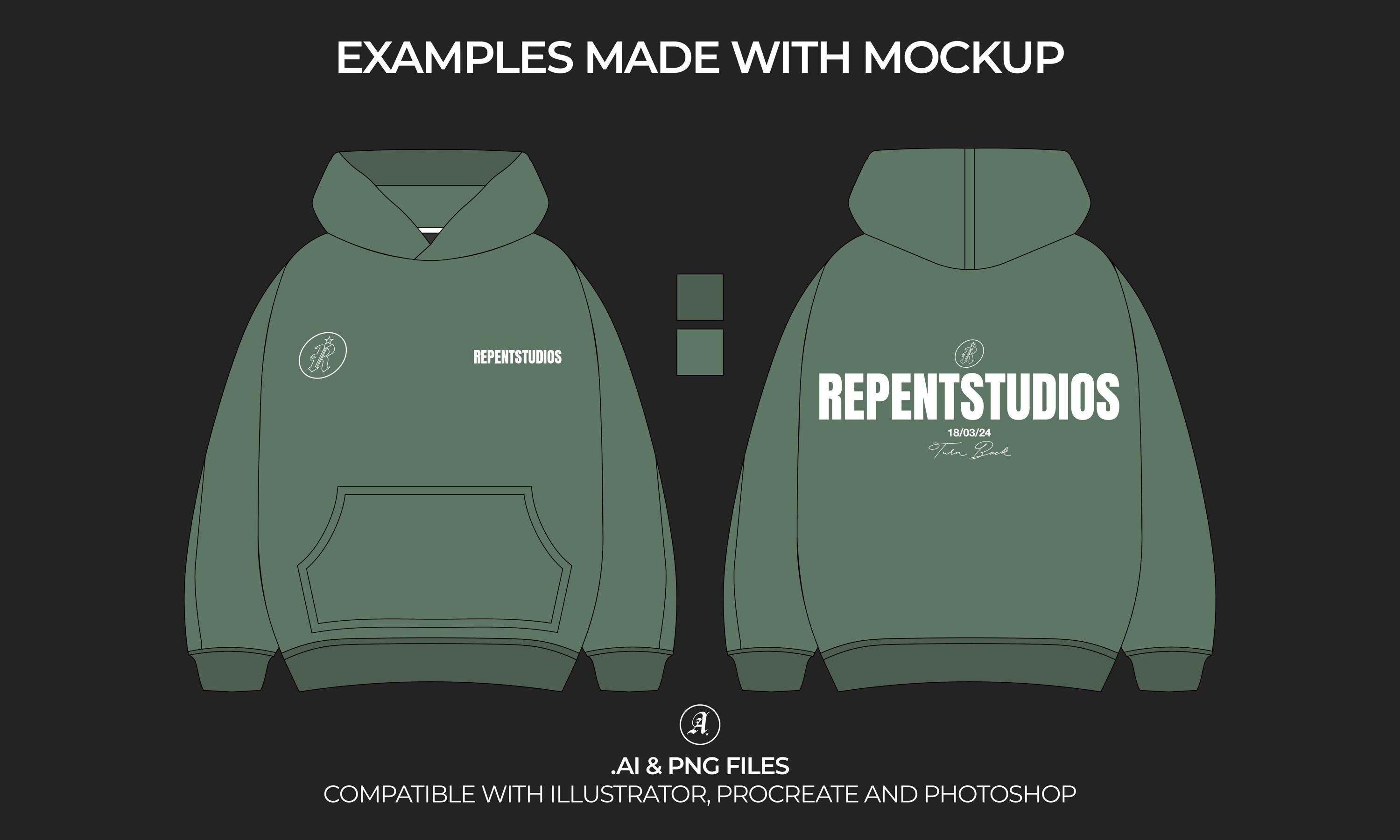 Oversized Hoodie Vector Mockup Streetwear and Fashion Tech Pack ...