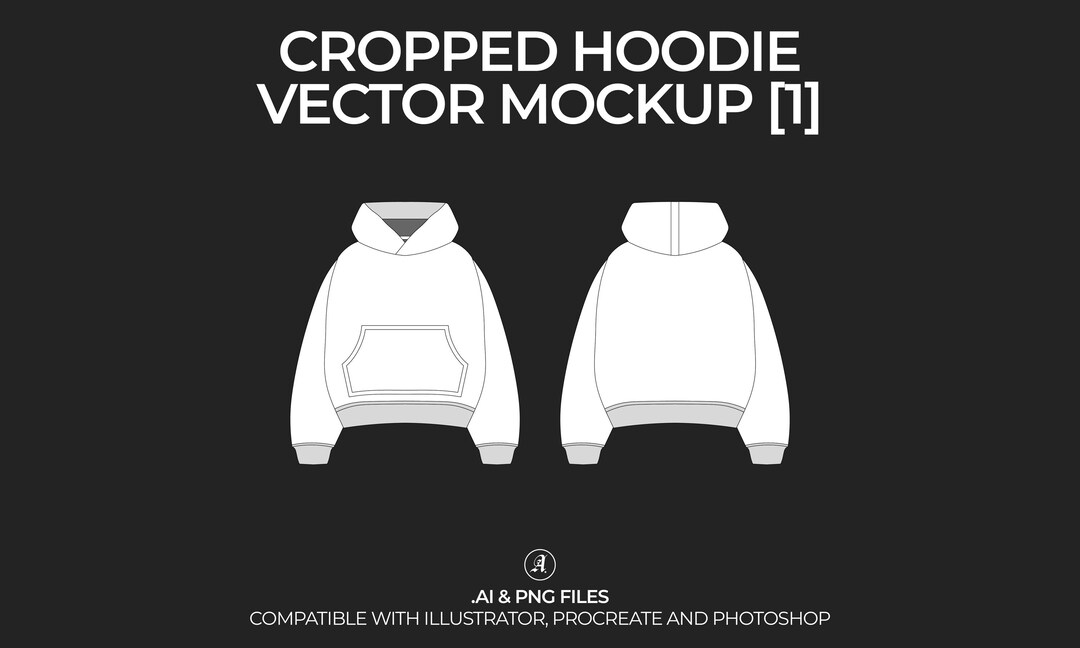 Oversized Cropped Hoodie Vector Mockup – Fashion Tech Pack (digital ...