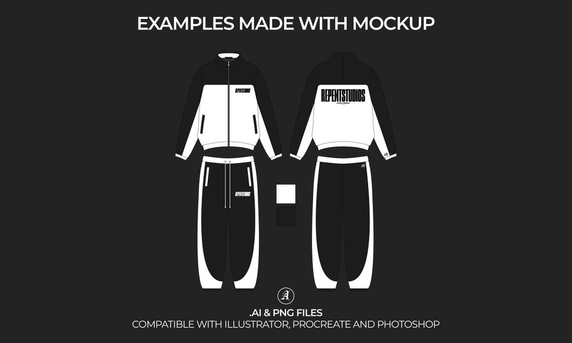 Zip-up Tracksuit Vector Mockup: Streetwear Tech Pack (digital File) - Etsy