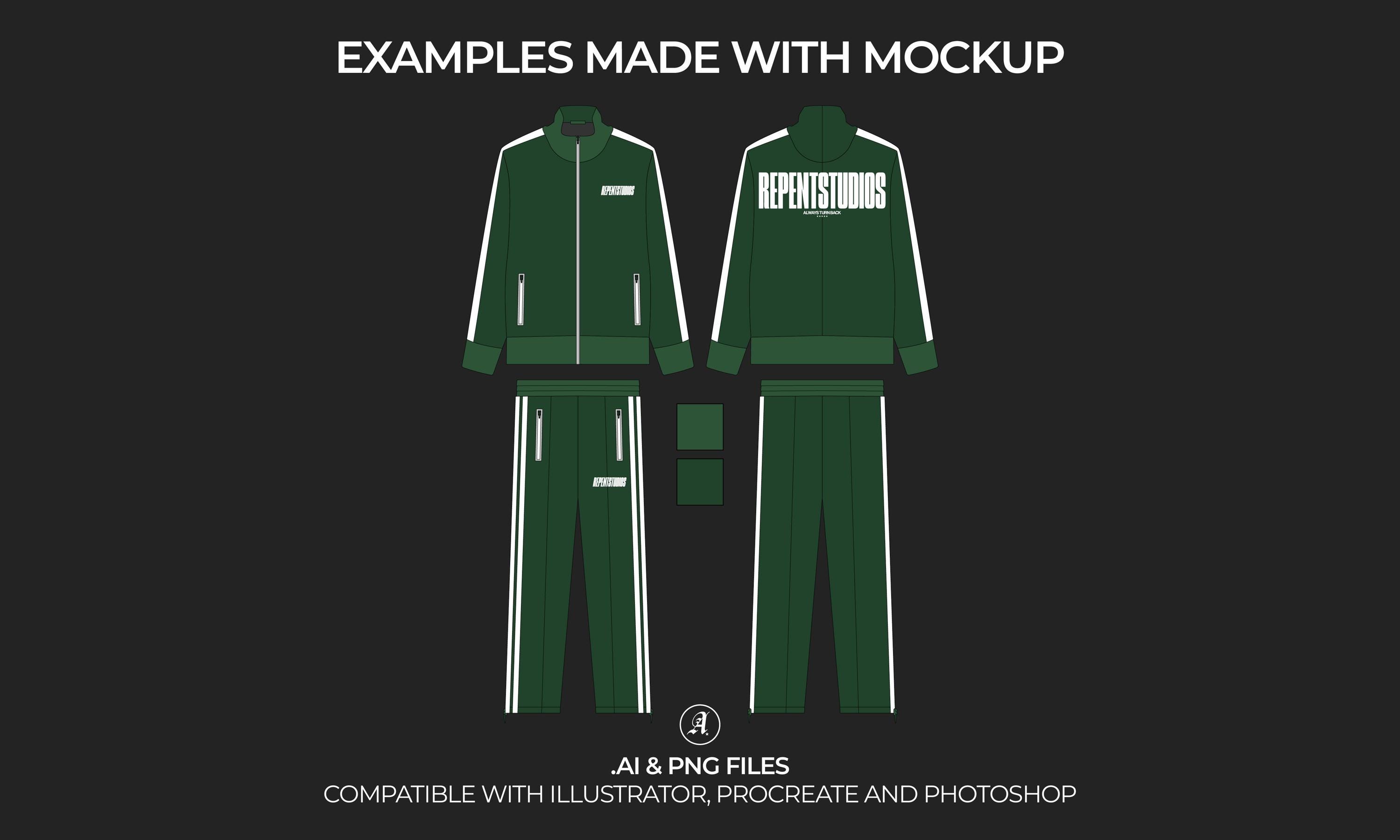 Tracksuit Vector Mockup Pack: Streetwear Clothing Template (AI & PNG ...