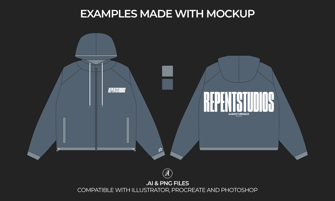 Boxy Windbreaker Jacket Vector Mockup: Streetwear Tech Pack (digital ...